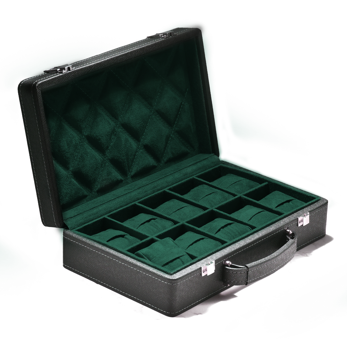 Ten10 Oscar Ver.3 Watch Box for 10 Watches (Black Exterior & Green Int ...